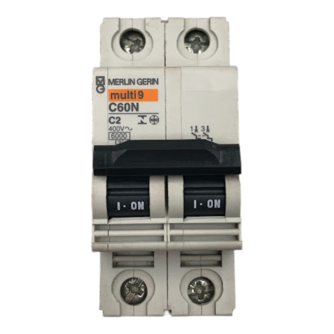 Disjuntor Bipolar Merlin Gerin C60N C2 Curva C 400v 6kA – Cabo Eletro