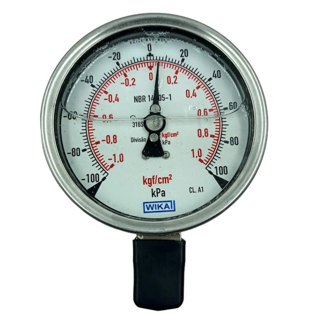 Manômetro Wika 100mm 1/2NPT -100 a 100kPax-1,0 a 1,0 KGF/CM2 – Cabo Eletro