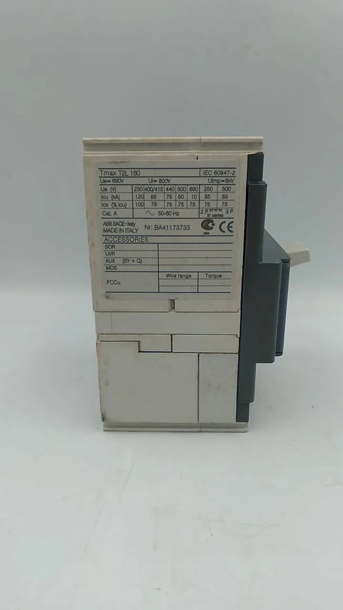 Disjuntor ABB Sace Tmax T2L 160 8,5A 3P 690v – Cabo Eletro