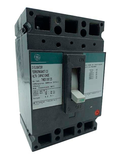 Disjuntor Termomagnetico Ge Thed136125 125amp. 3p Novo. – Cabo Eletro